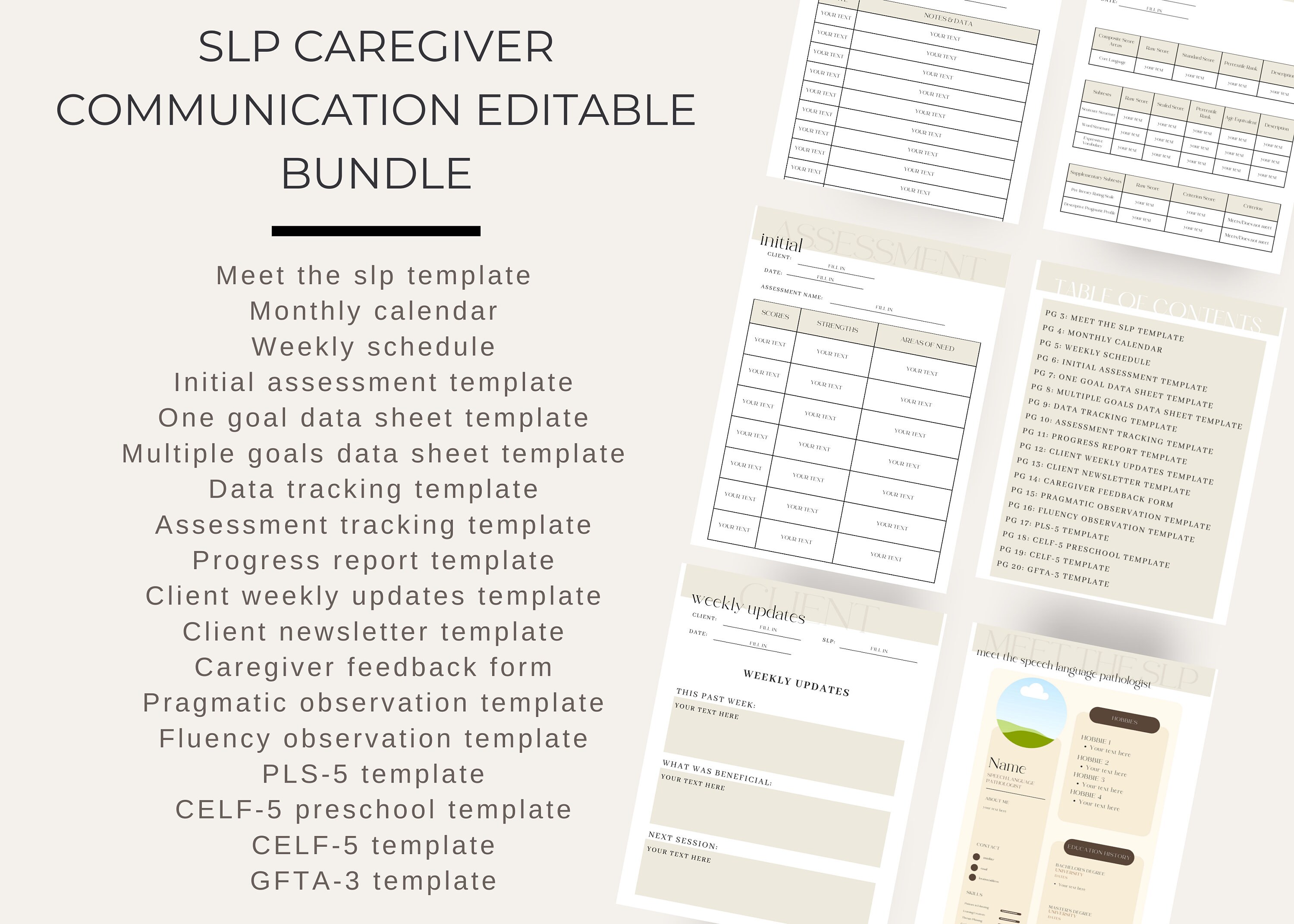 Editable SLP Caregiver Communication Bundle, Speech Language Pathology ...