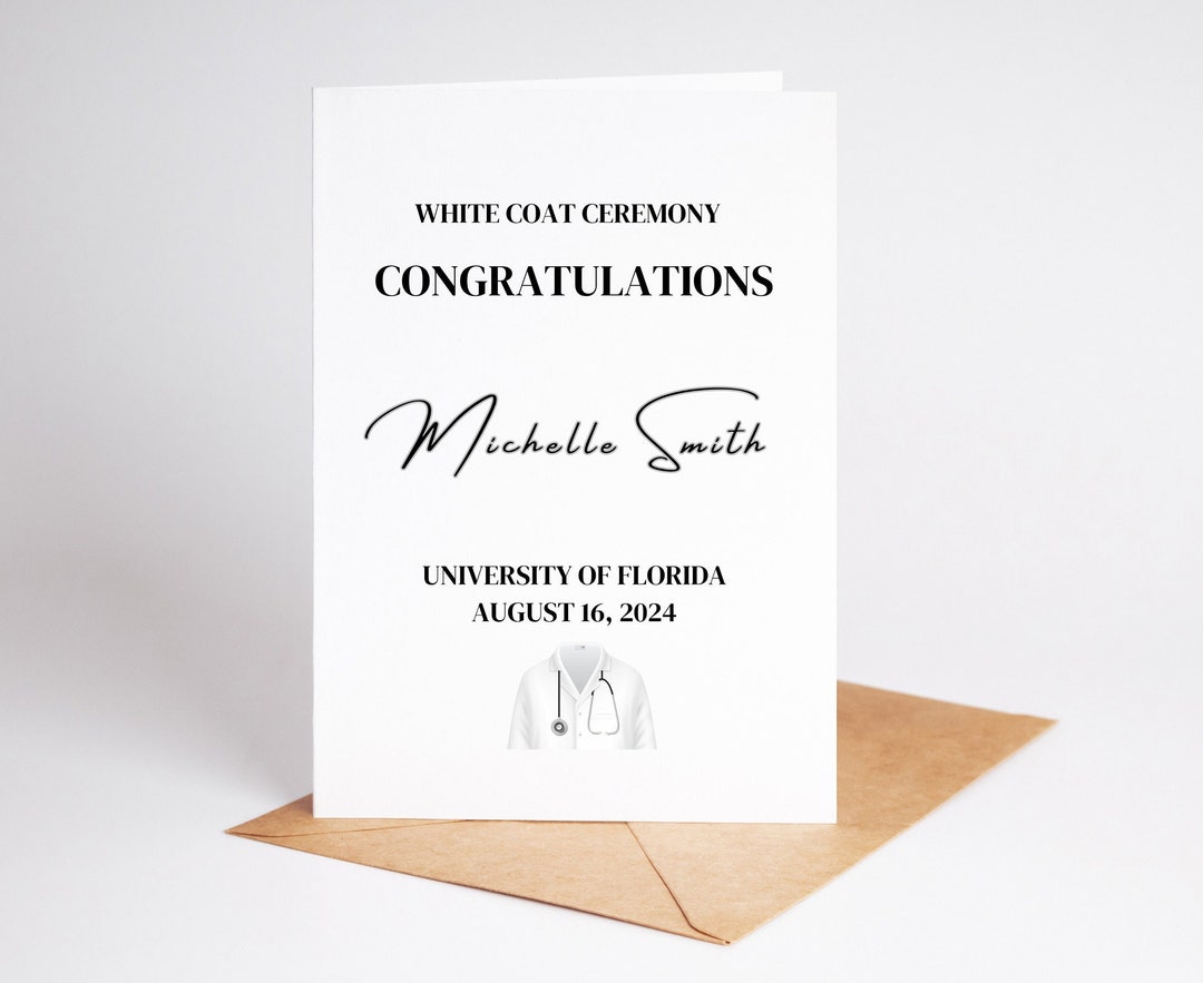 Custom White Coat Ceremony Card, Congratulations on Your White Coat ...