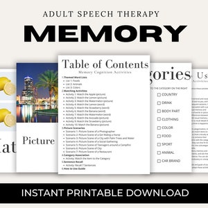 200+ Cognitive Activities for Adult Speech Therapy, Speech Language ...