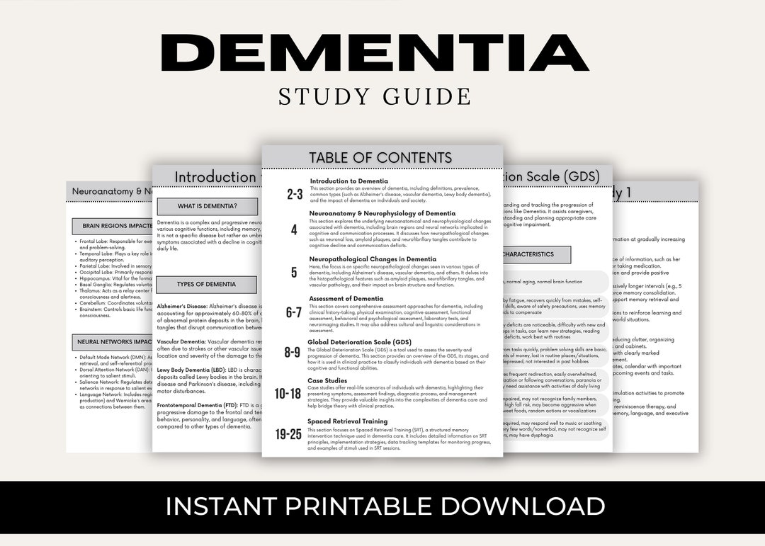 Complete Dementia Bundle, Study Guide for Dementia Types, Dementia ...