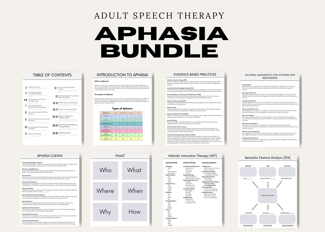 Aphasia Activities for Adult Speech Therapy, Speech Language Pathology ...
