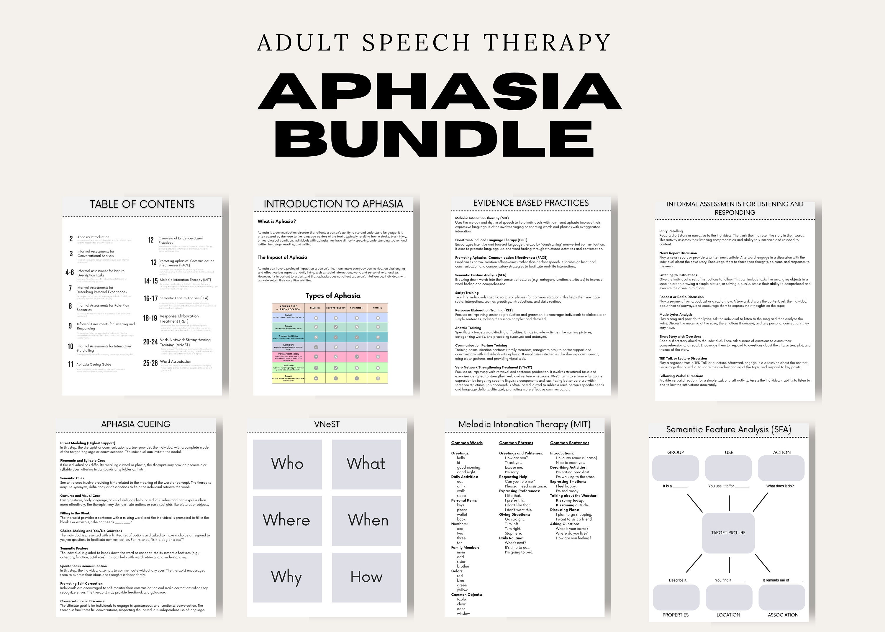 Aphasia Activities for Adult Speech Therapy, Speech Language Pathology ...