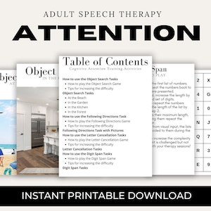 200+ Cognitive Activities for Adult Speech Therapy, Speech Language ...