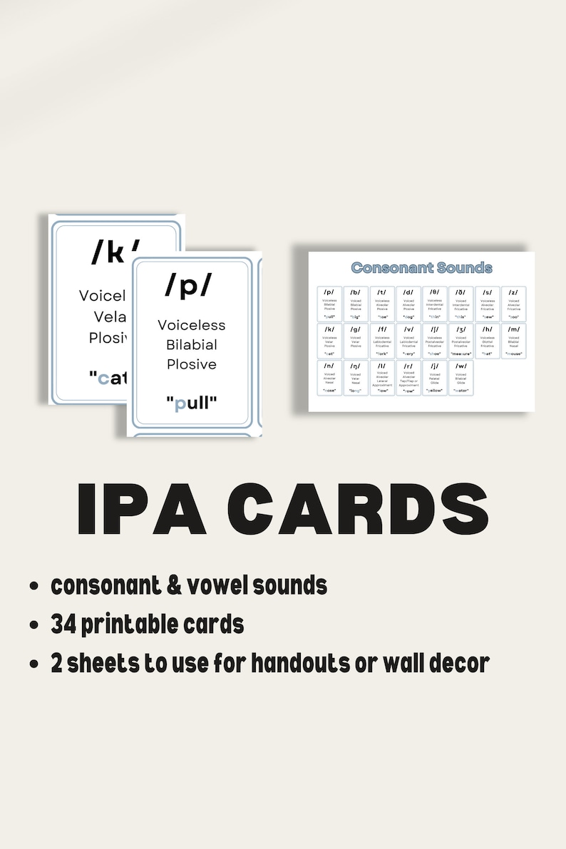 IPA Cards, Flashcards International Phonetic Alphabet, for Studying ...