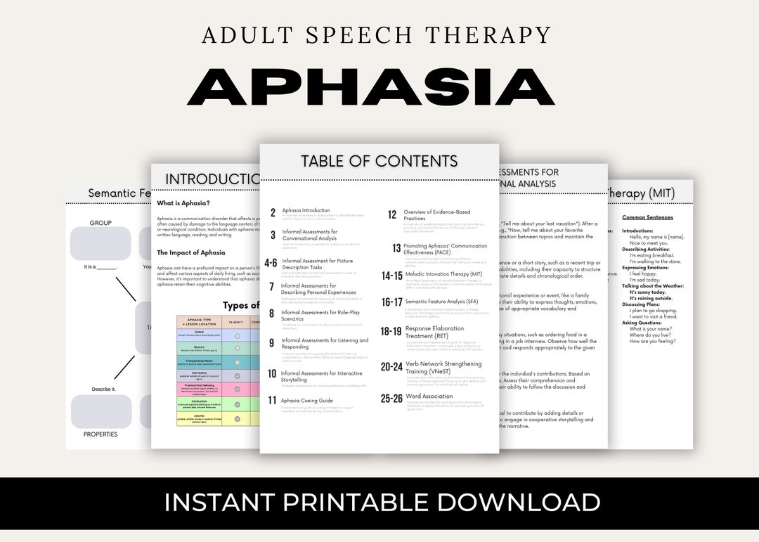 Aphasia Activities for Adult Speech Therapy, Speech Language Pathology ...