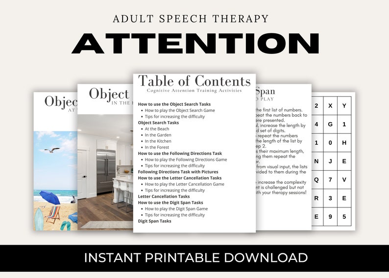Attention Cognition Bundle for Adult Speech Therapy: Object Search ...