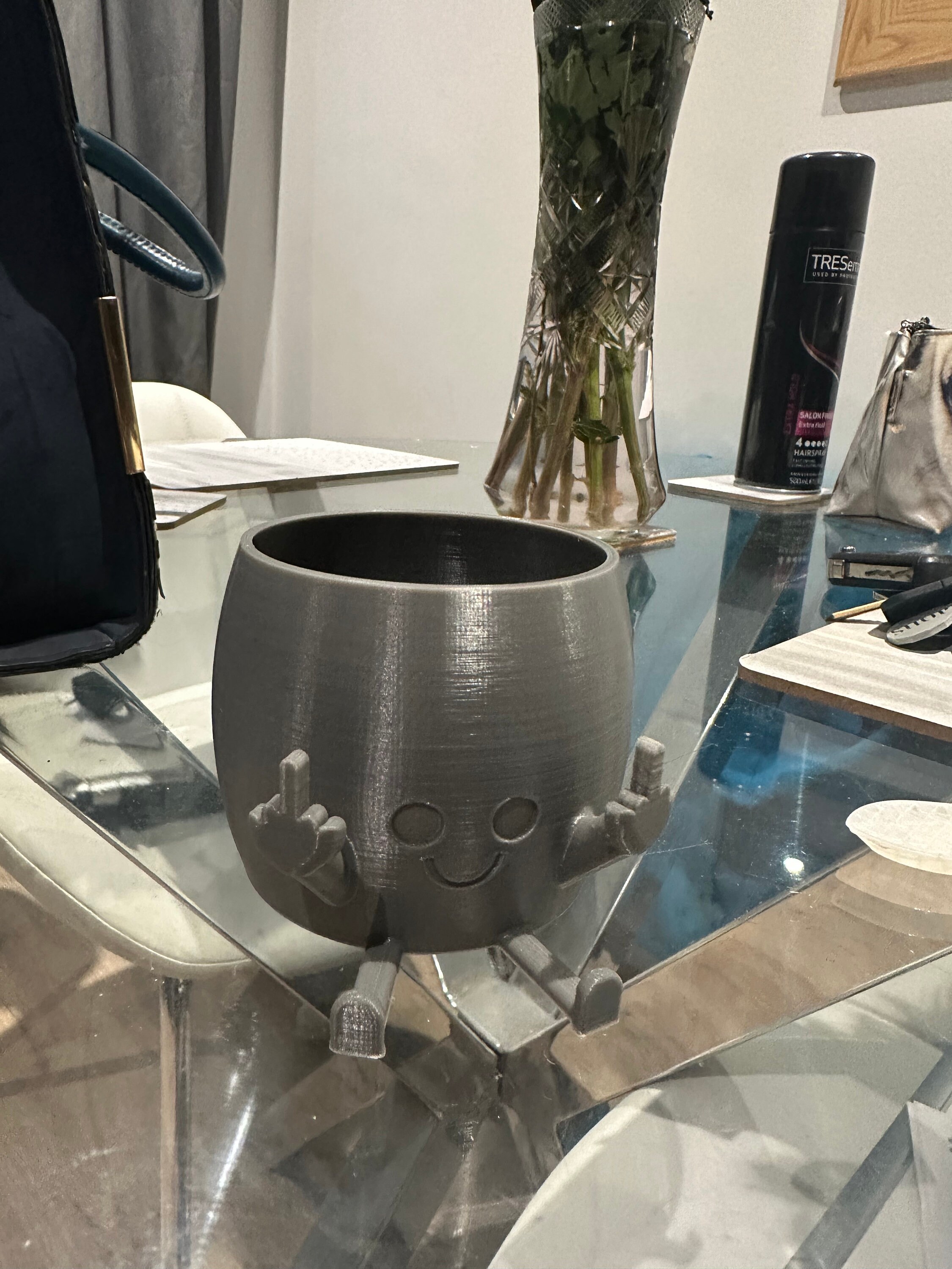 Smiling Plant Pot With Middle Fingers Up - Etsy UK
