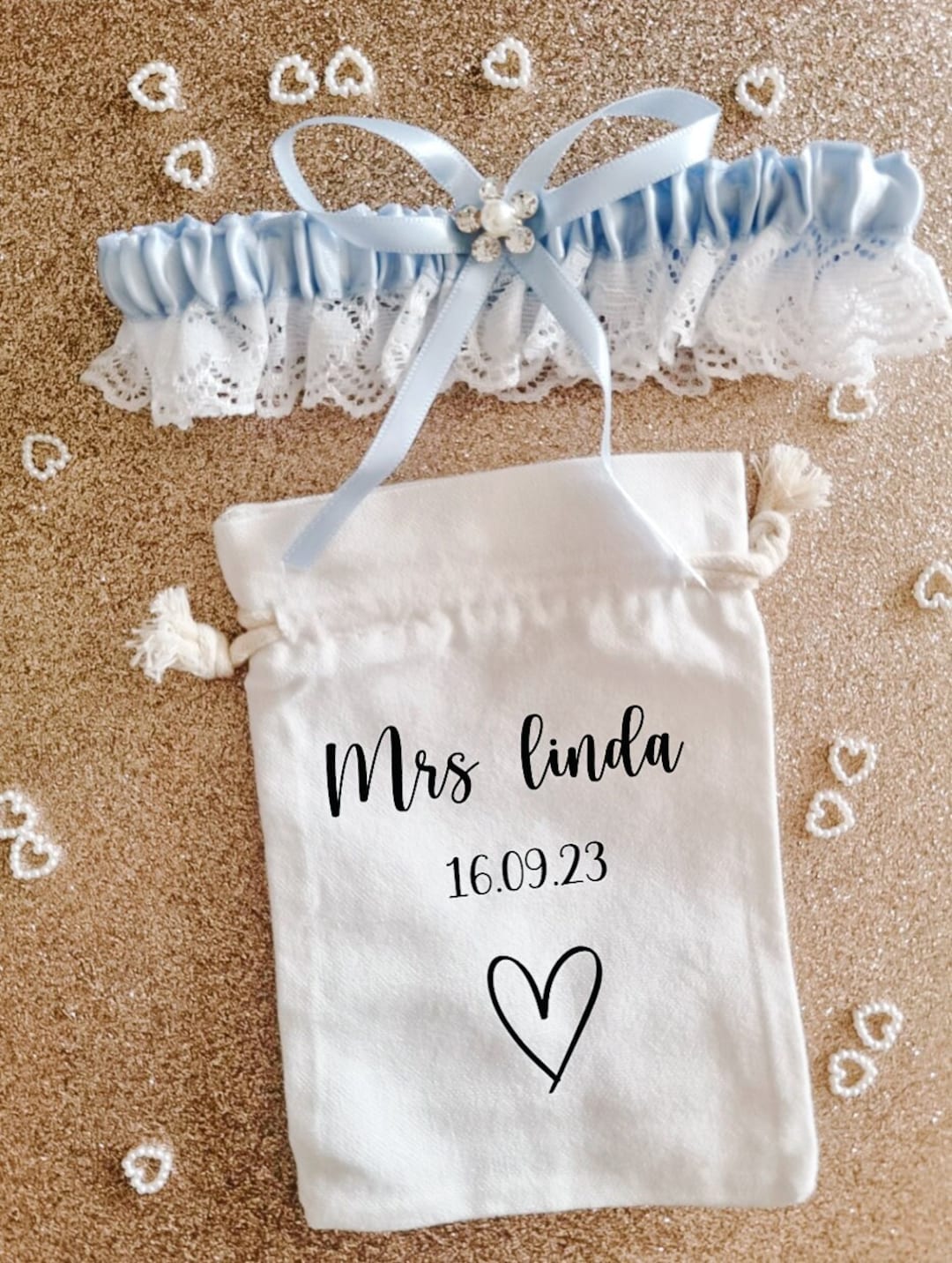 Personalised Garter Gift Set, Wedding Gift for Bride, Something Blue ...