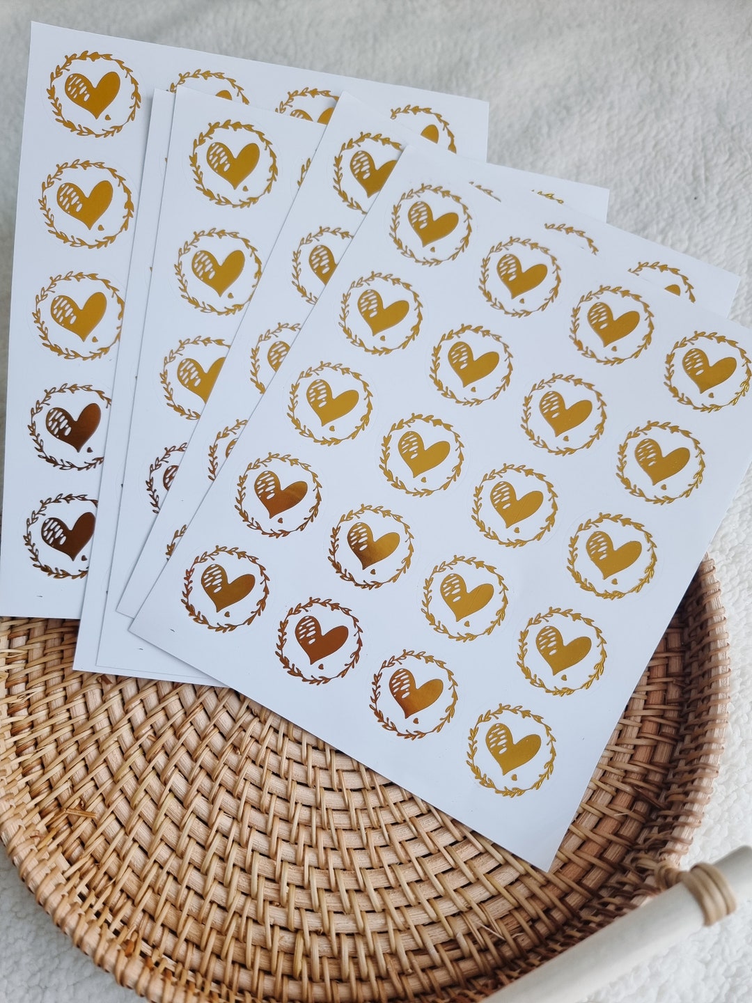 Heart Stickers, Wedding Favours, Wedding Stickers, Gold Heart Stickers ...
