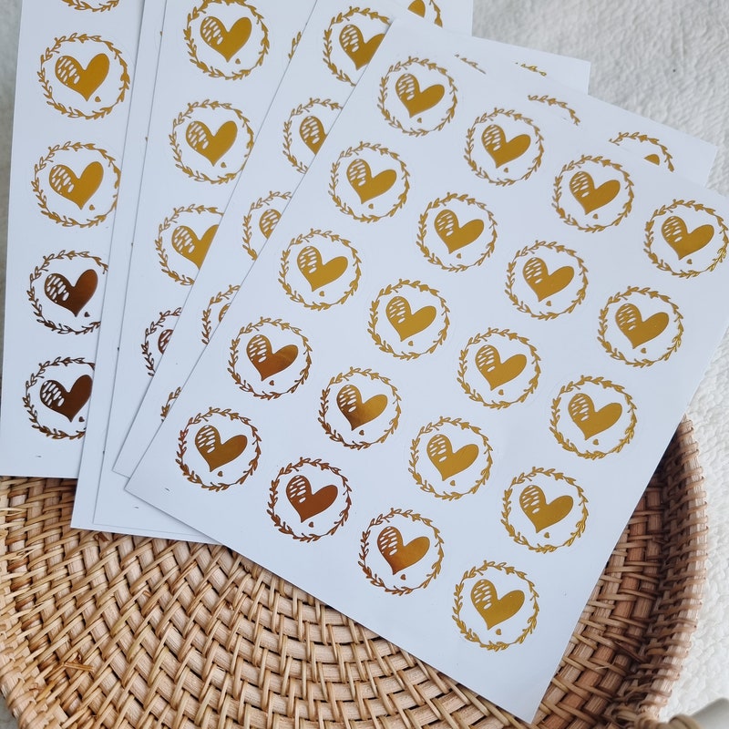 Gold Heart Stickers - Etsy