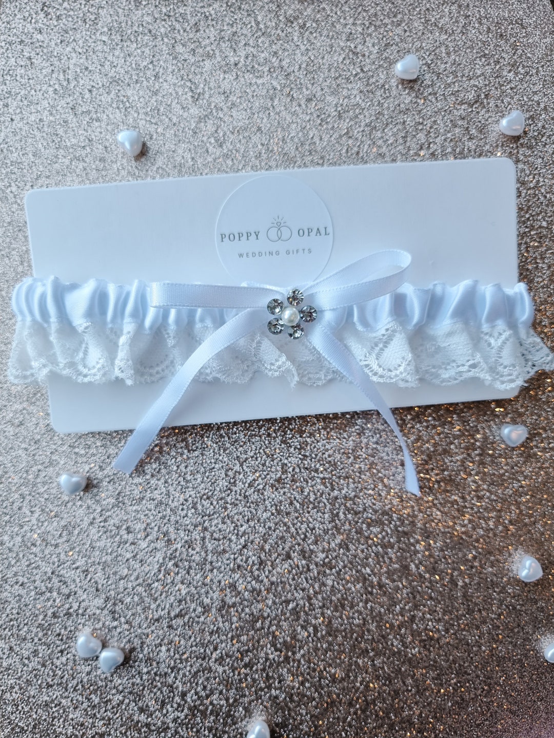 ALL WHITE GARTER, Personalised Garter Gift Bag Set, Wedding Gift for ...