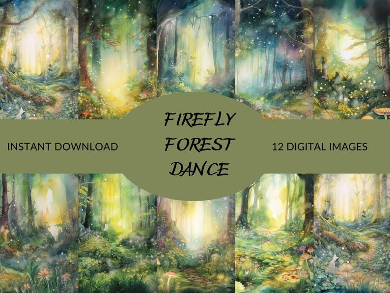 Enchanted Garden Digital Paper, Fairy Lights Fantasy Backgrounds, Old ...