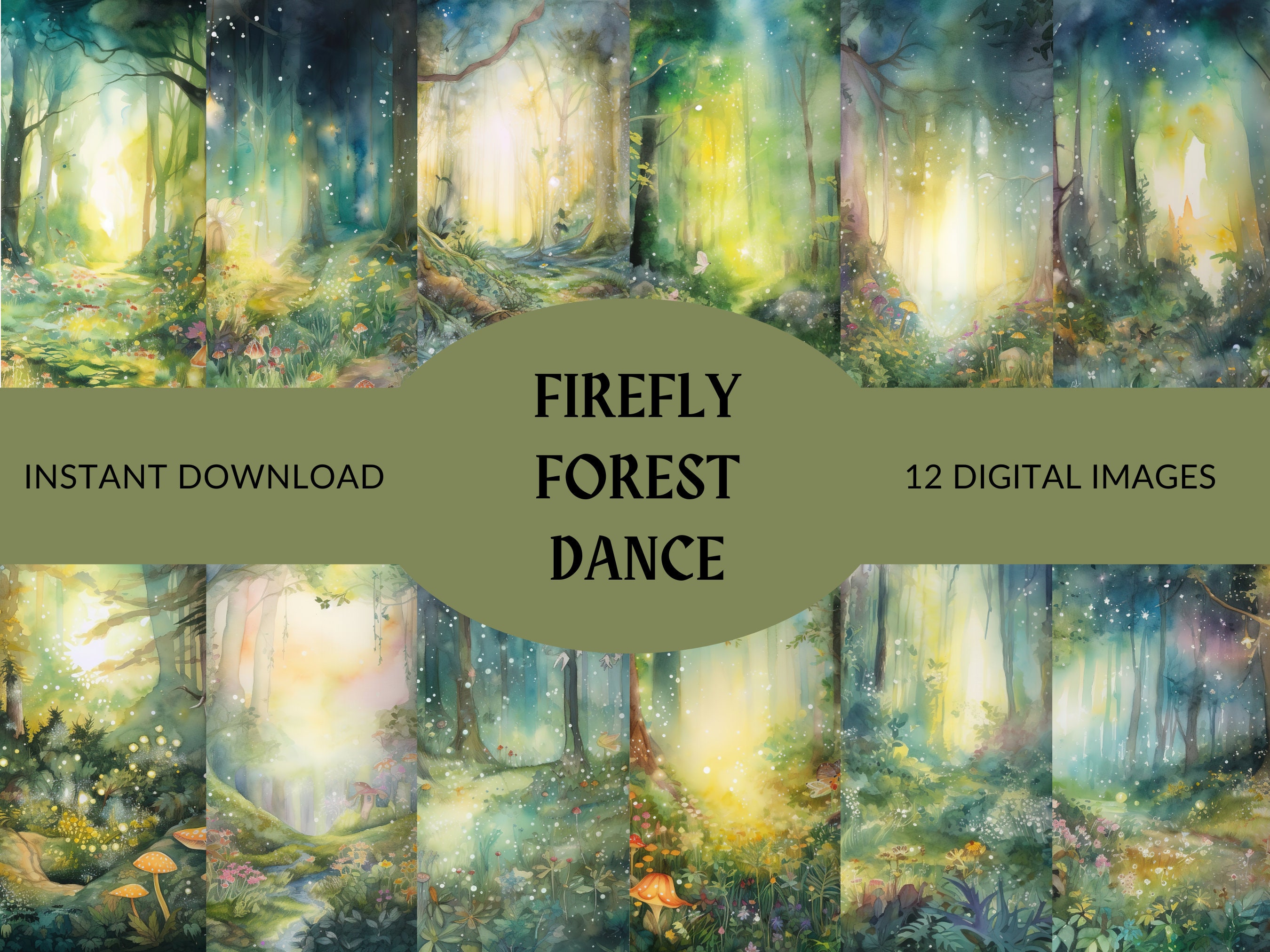 Enchanted Garden Digital Paper, Fairy Lights Fantasy Backgrounds, Old ...