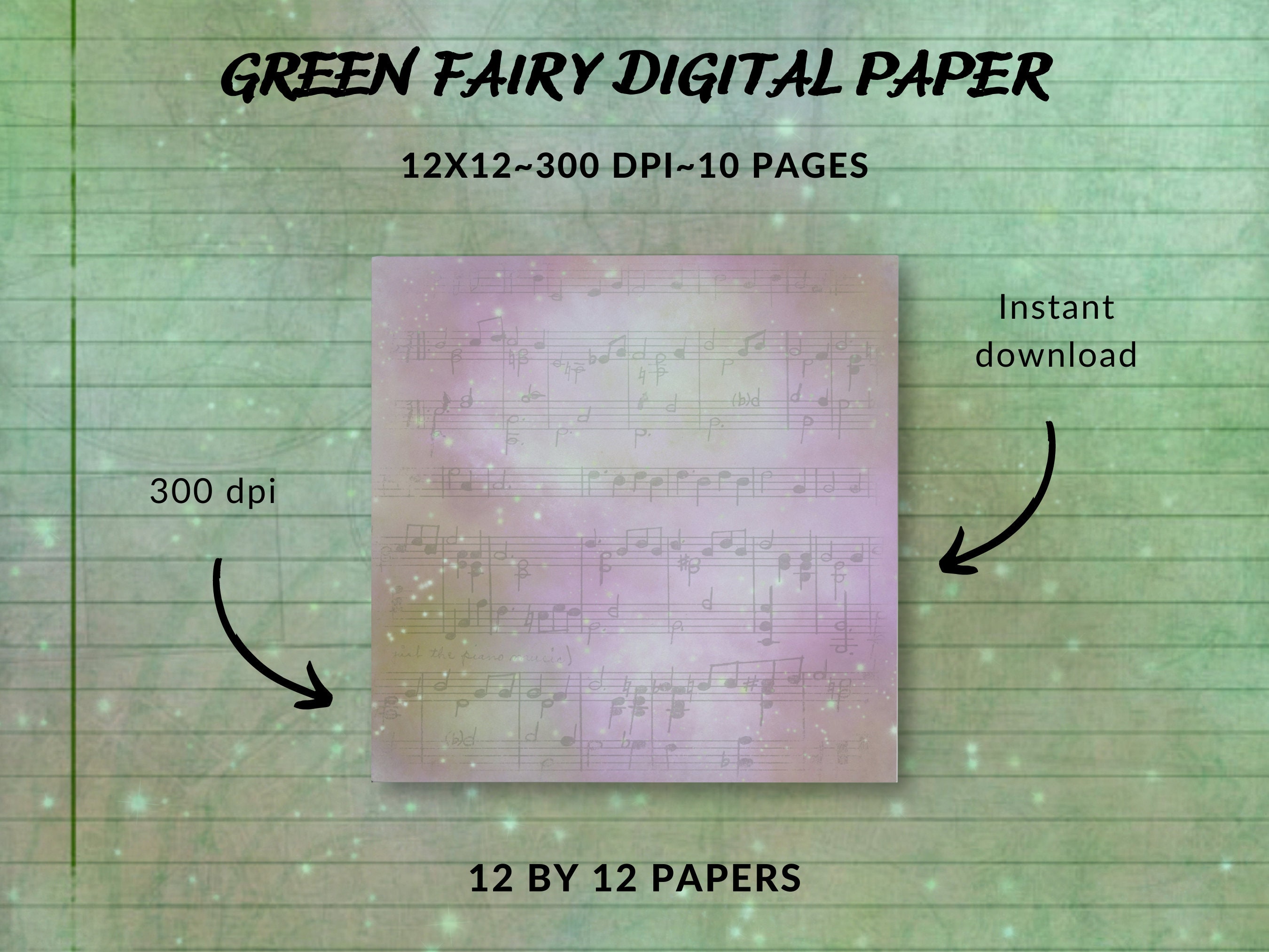 Enchanted Garden Digital Paper, Fairy Lights Fantasy Backgrounds, Old ...