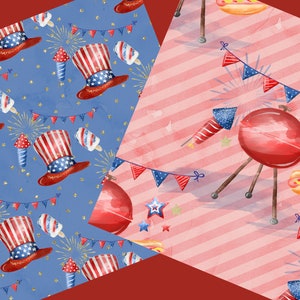 Red, White and Blue Digital Paper - Patriotic Watercolor Textures ...