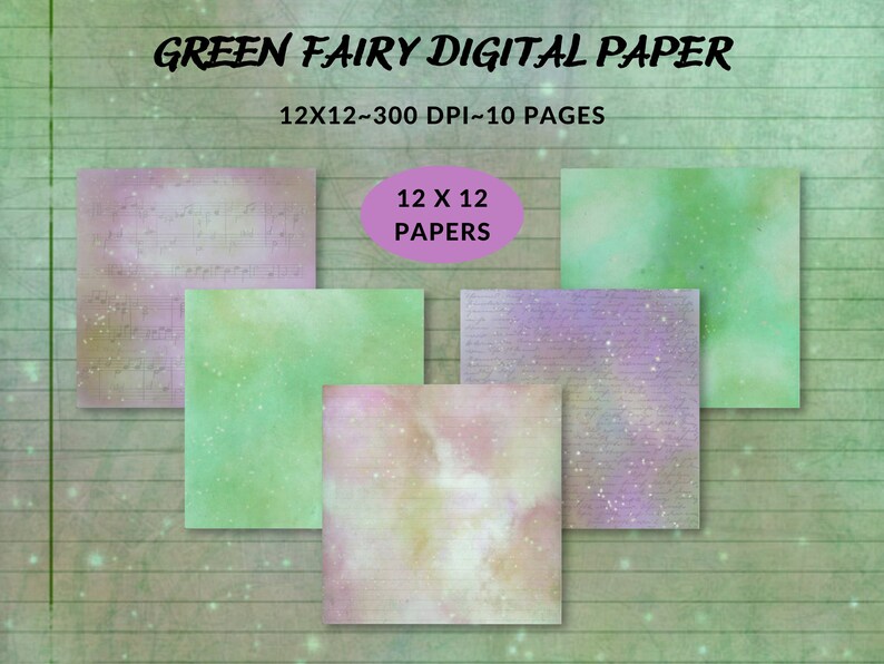 Enchanted Garden Digital Paper, Fairy Lights Fantasy Backgrounds, Old ...