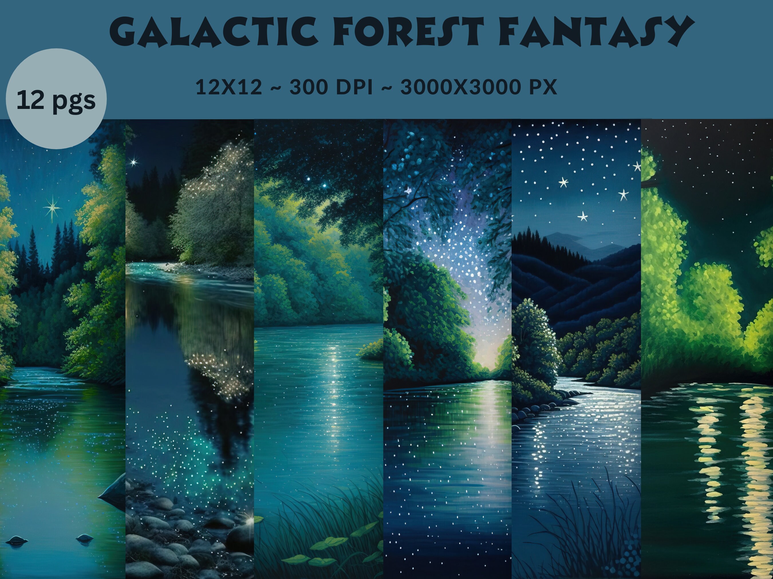 Galactic Forest Fantasy Scrapbook Paper Set - Explore the Dark Cosmos ...