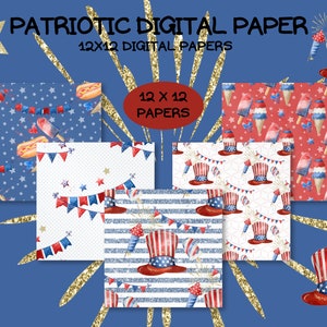 Red, White and Blue Digital Paper - Patriotic Watercolor Textures ...