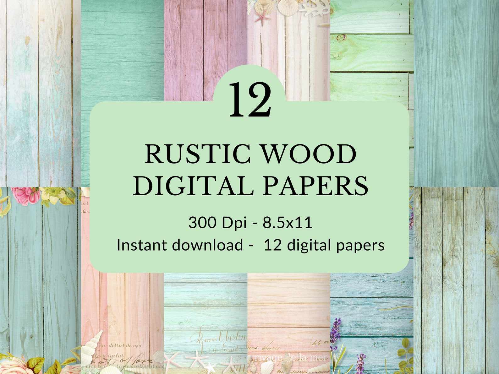 Shabby Wood Background Digital Papers, Feminine Wooden Backgrounds ...