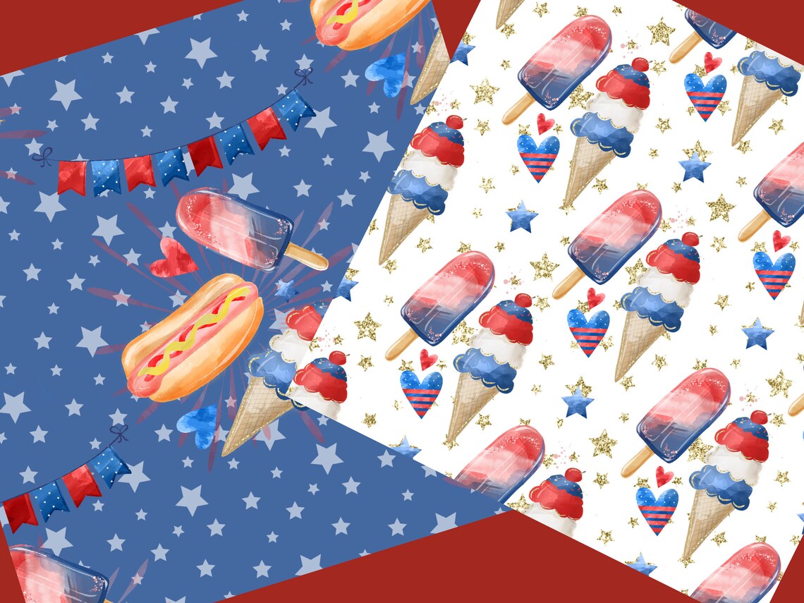 Red, White and Blue Digital Paper - Patriotic Watercolor Textures ...