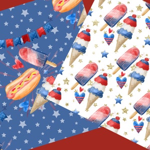 Red, White and Blue Digital Paper - Patriotic Watercolor Textures ...