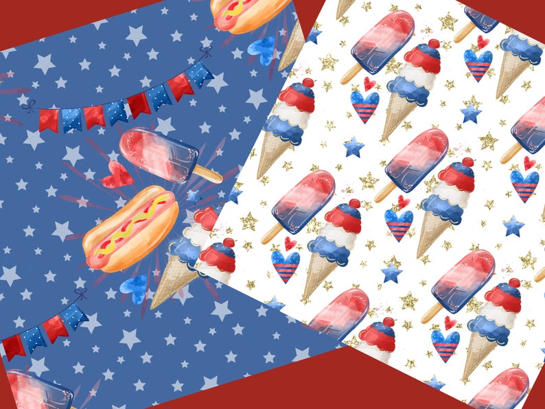 Red, White and Blue Digital Paper - Patriotic Watercolor Textures ...