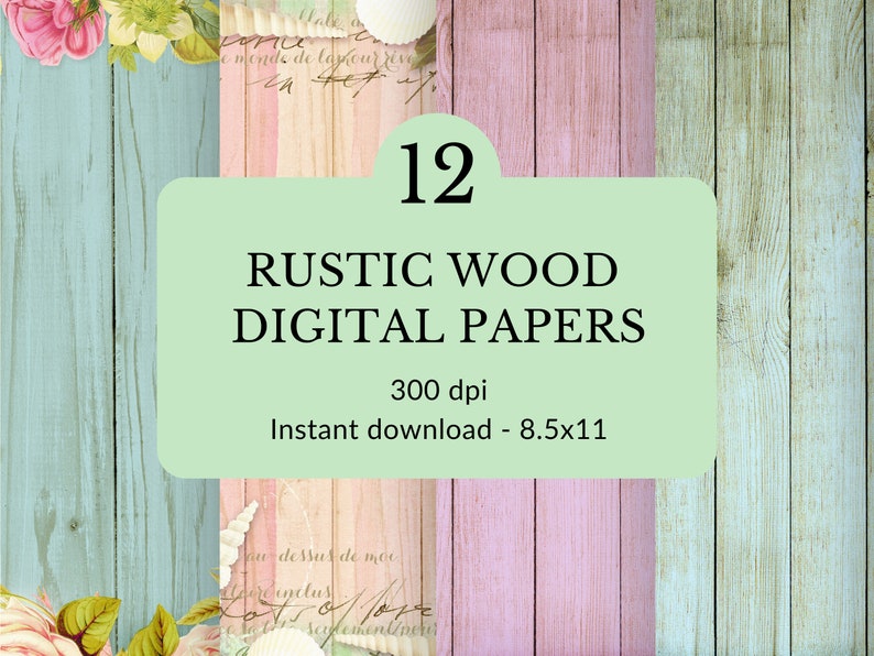 Shabby Wood Background Digital Papers, Feminine Wooden Backgrounds ...