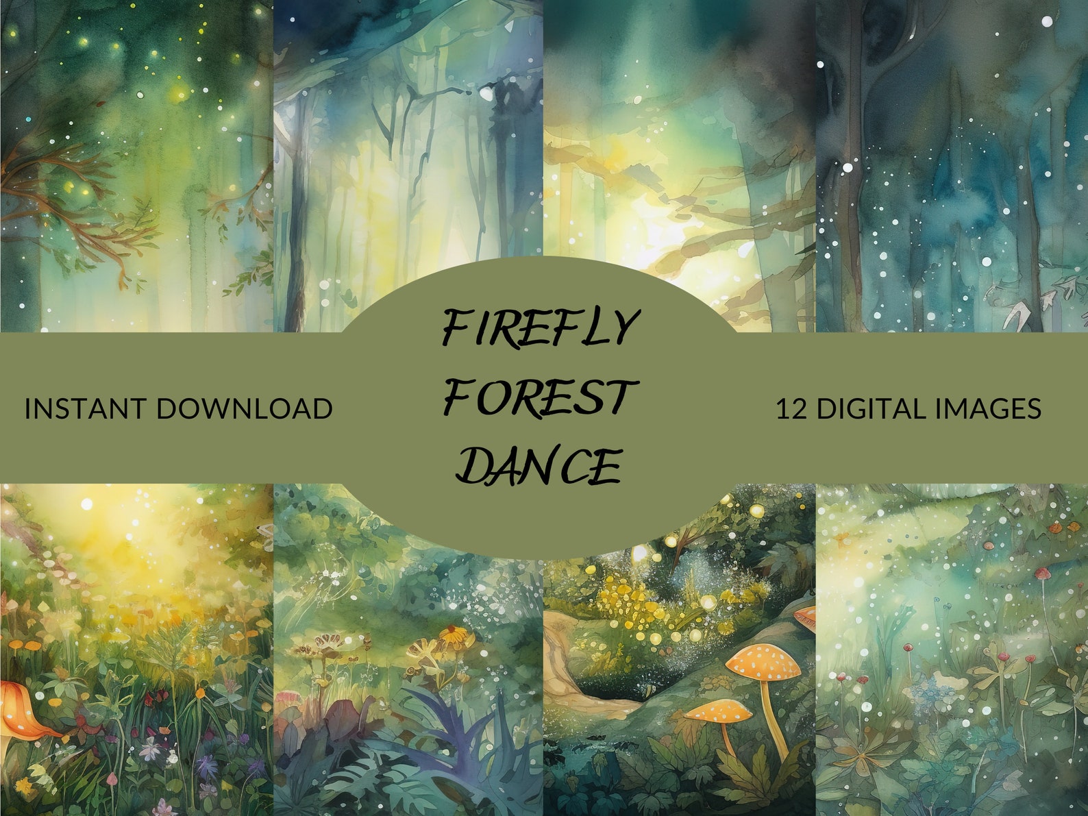 Enchanted Garden Digital Paper, Fairy Lights Fantasy Backgrounds, Old ...