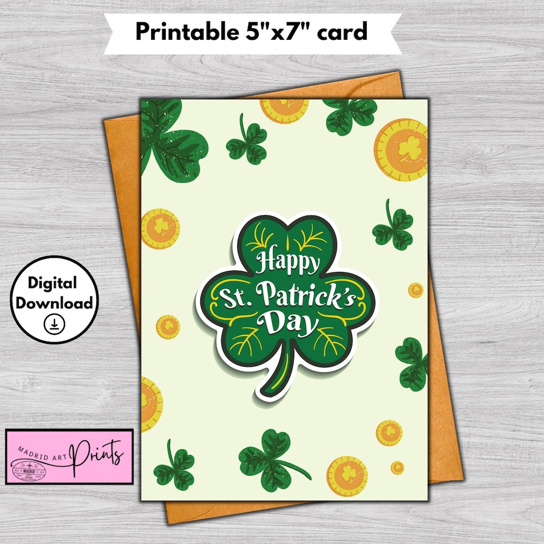 Cute St. Patrick's Day Printable Card, Shamrock Greeting Card, St ...