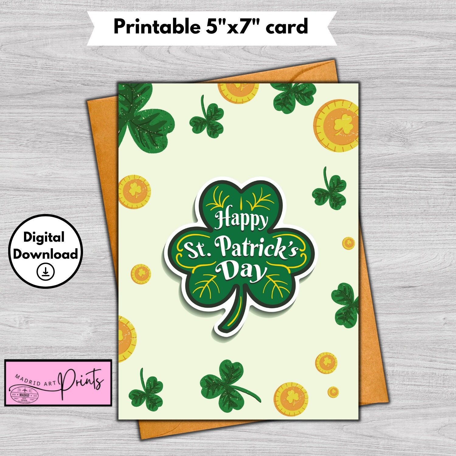 Cute St. Patrick's Day Printable Card, Shamrock Greeting Card, St ...