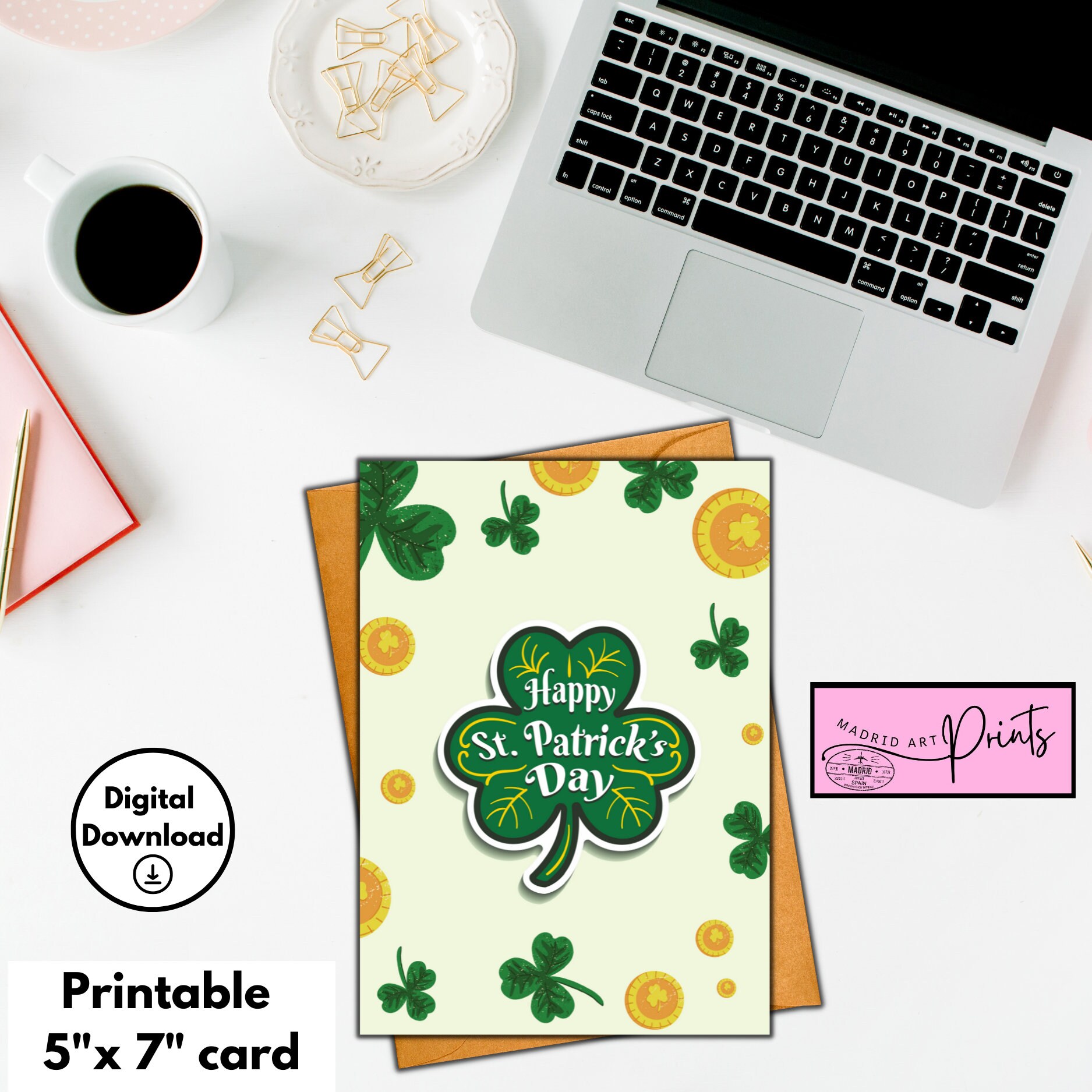 Cute St. Patrick's Day Printable Card, Shamrock Greeting Card, St ...