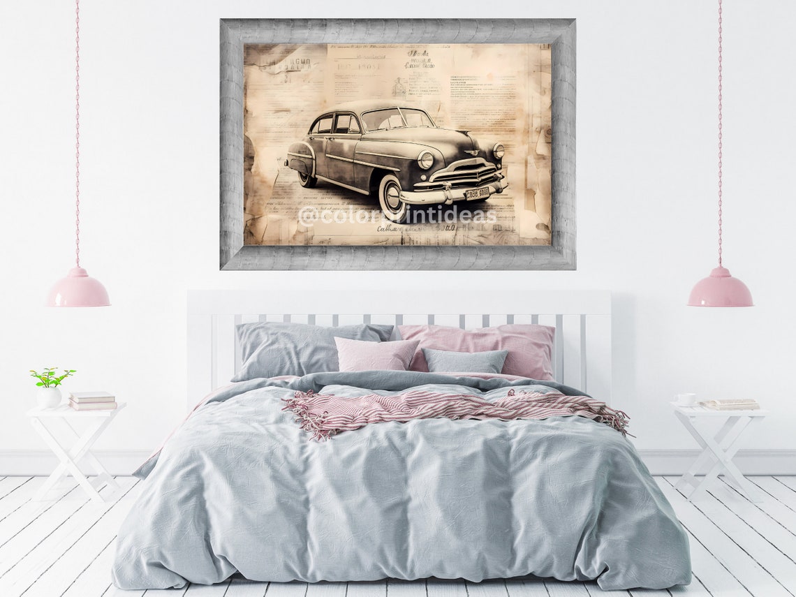 Vintage Car Poster, Retro Car Art, Classic Car Poster, Vintage Car ...