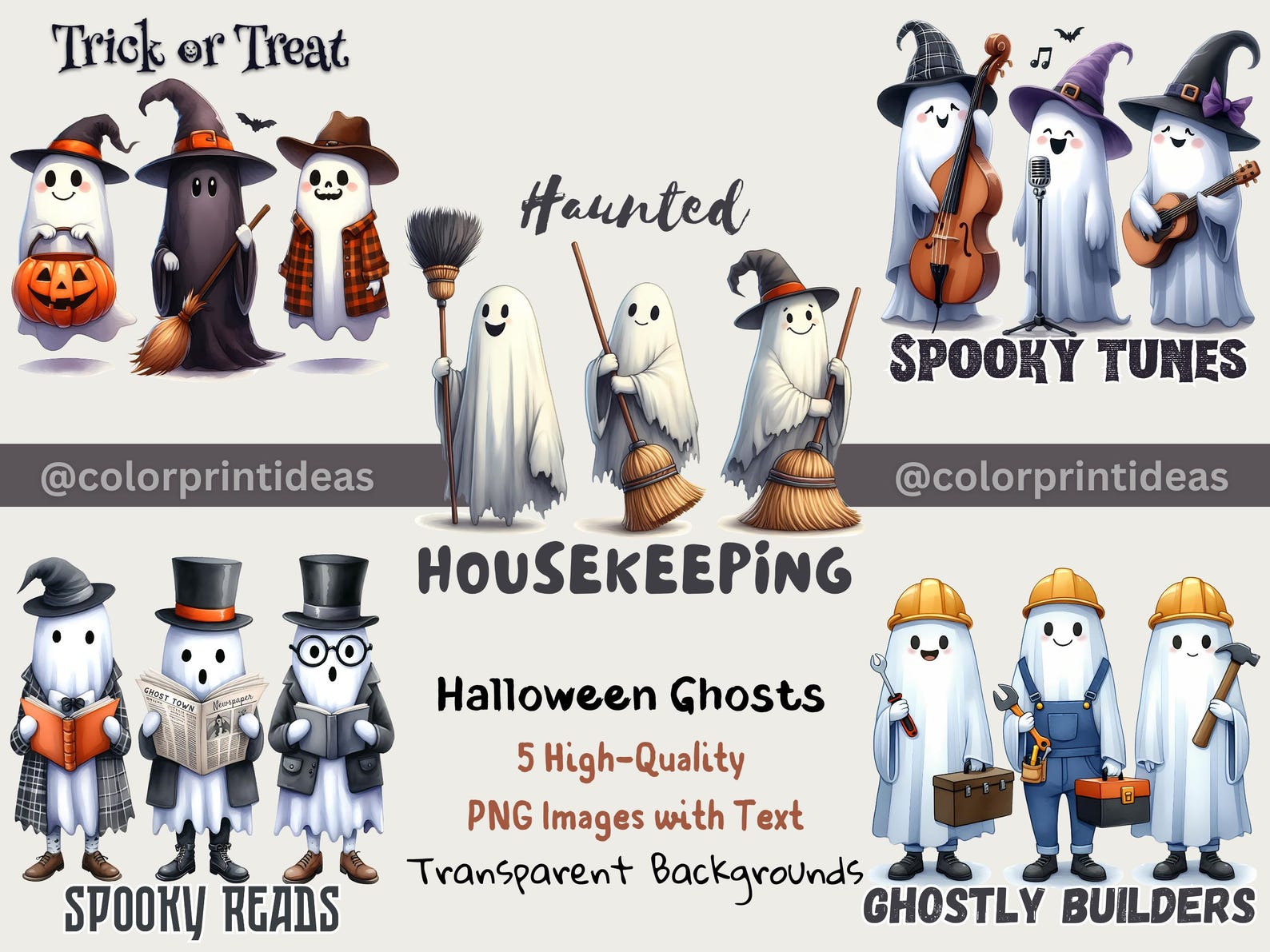 5 Halloween Ghost Clipart, High-quality Pngs for Spooky Crafts ...