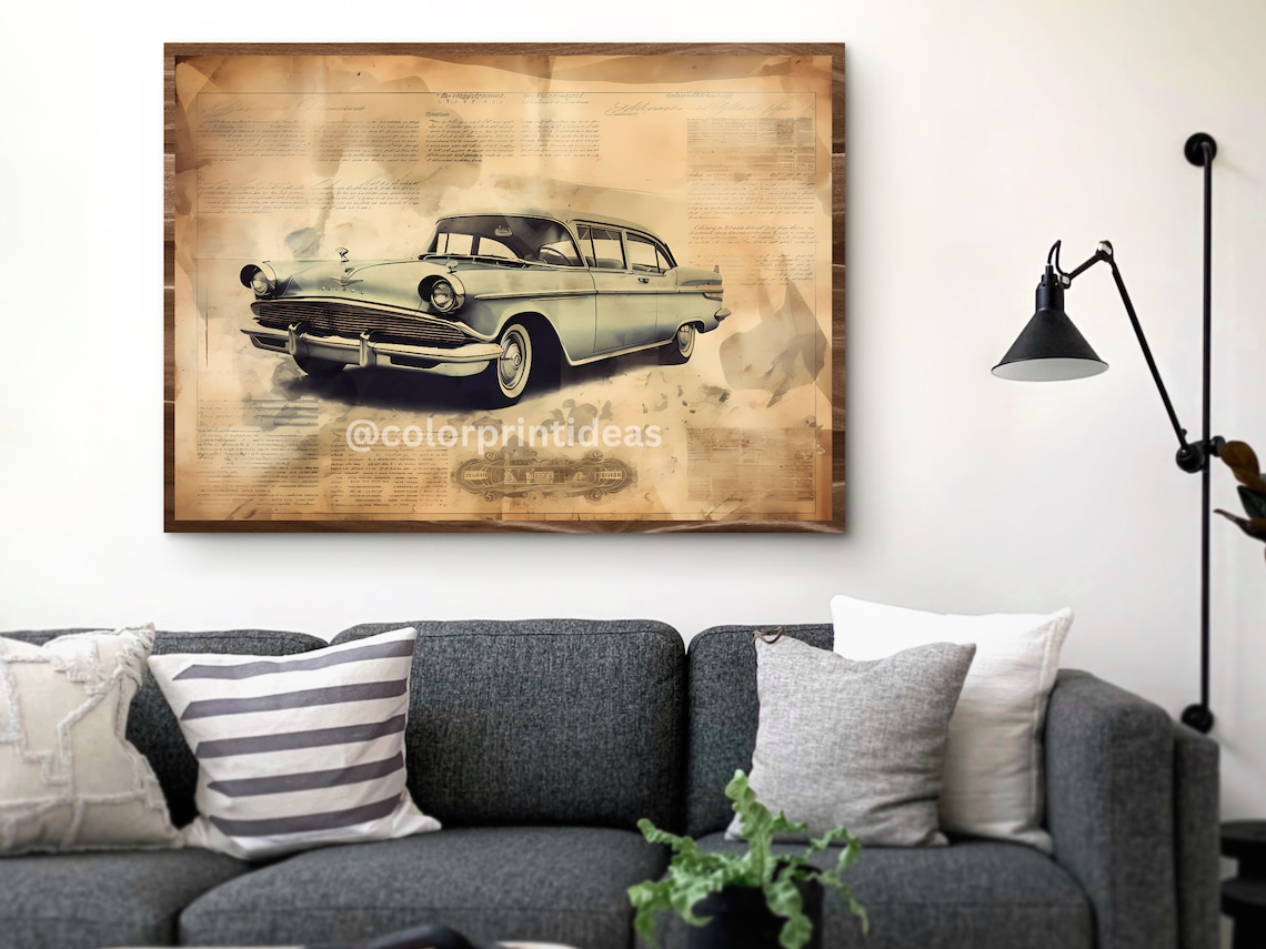 Vintage Car Poster, Retro Car Art, Classic Car Poster, Vintage Car ...