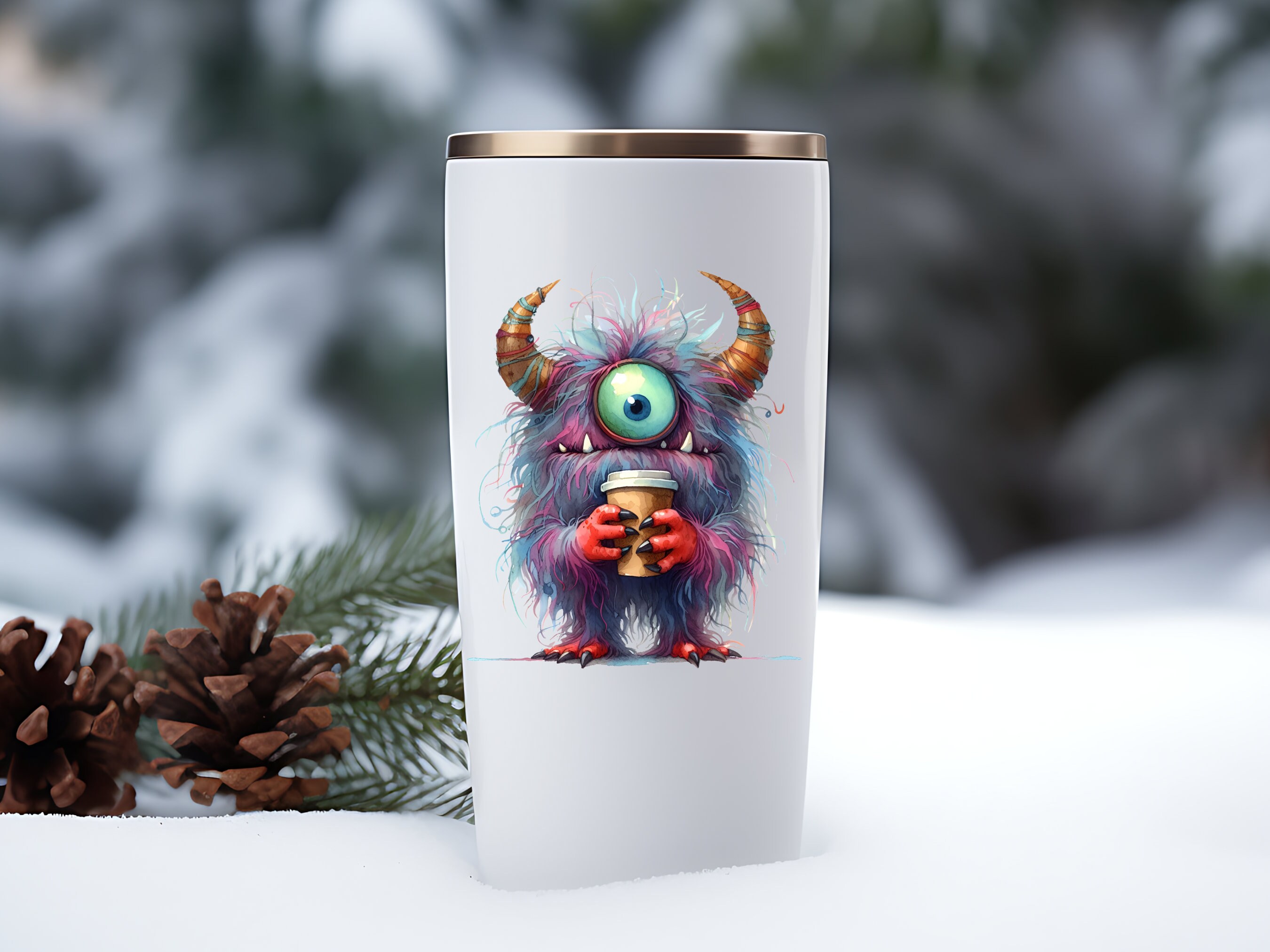 30 Whimsical Coffee Monster Clipart Bundle Unique Quirky Coffee ...