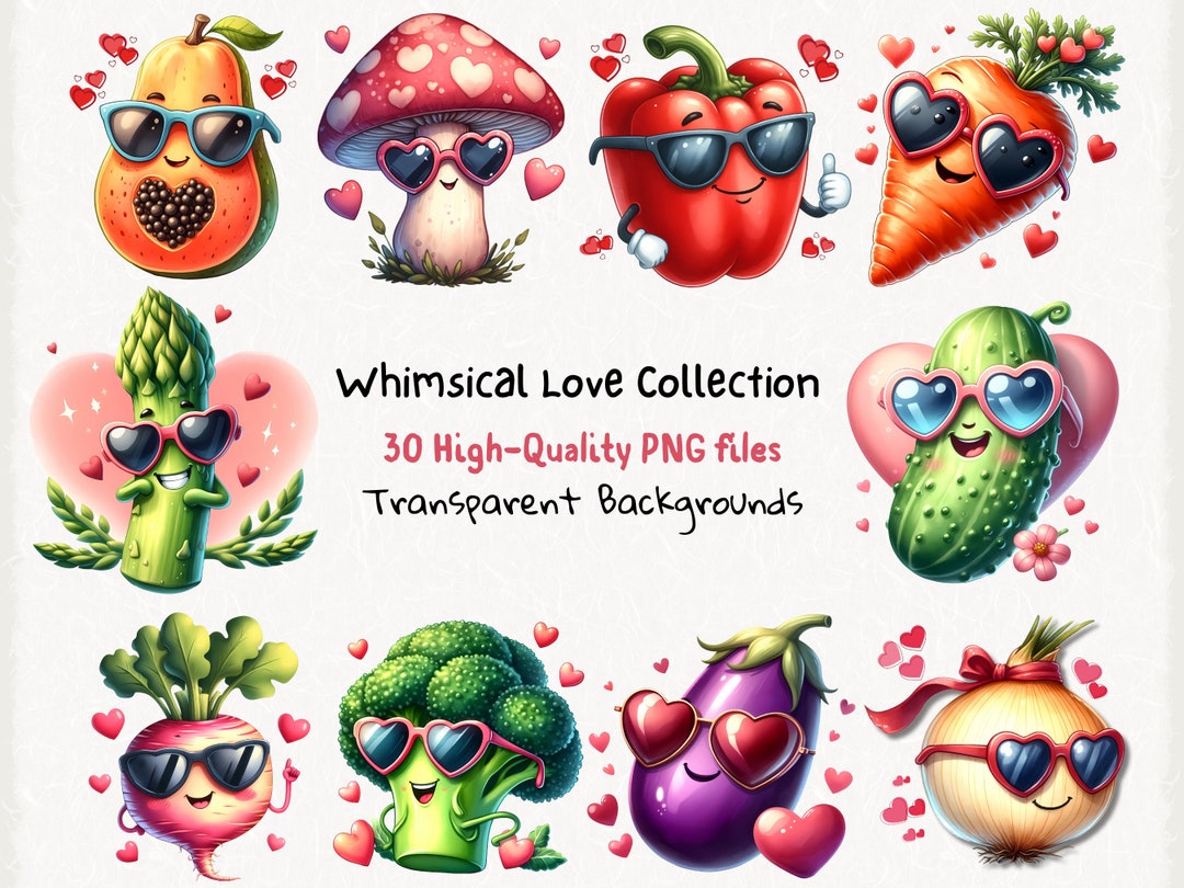30 Whimsical Love Clipart Bundle | Quirky and Funny Watercolor ...