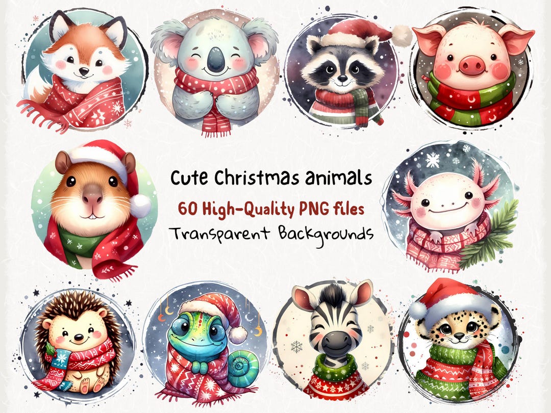 60 Cute Christmas Animals Clipart, High-quality Pngs for Holiday Crafts ...