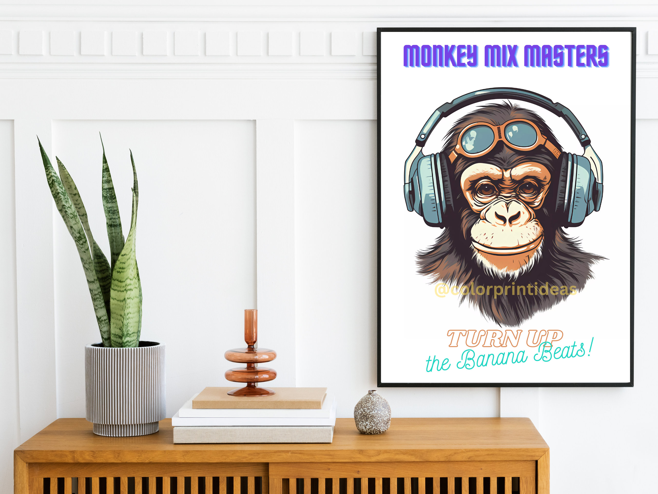 Original Dj Monkey Poster Fun Monkey Wall Art Vibrant Art - Etsy