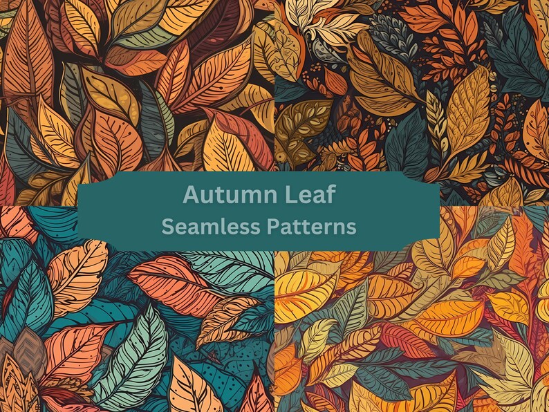 Autumn Leaf Digital Paper Set, 12 Seamless Fall Patterns for Crafts ...