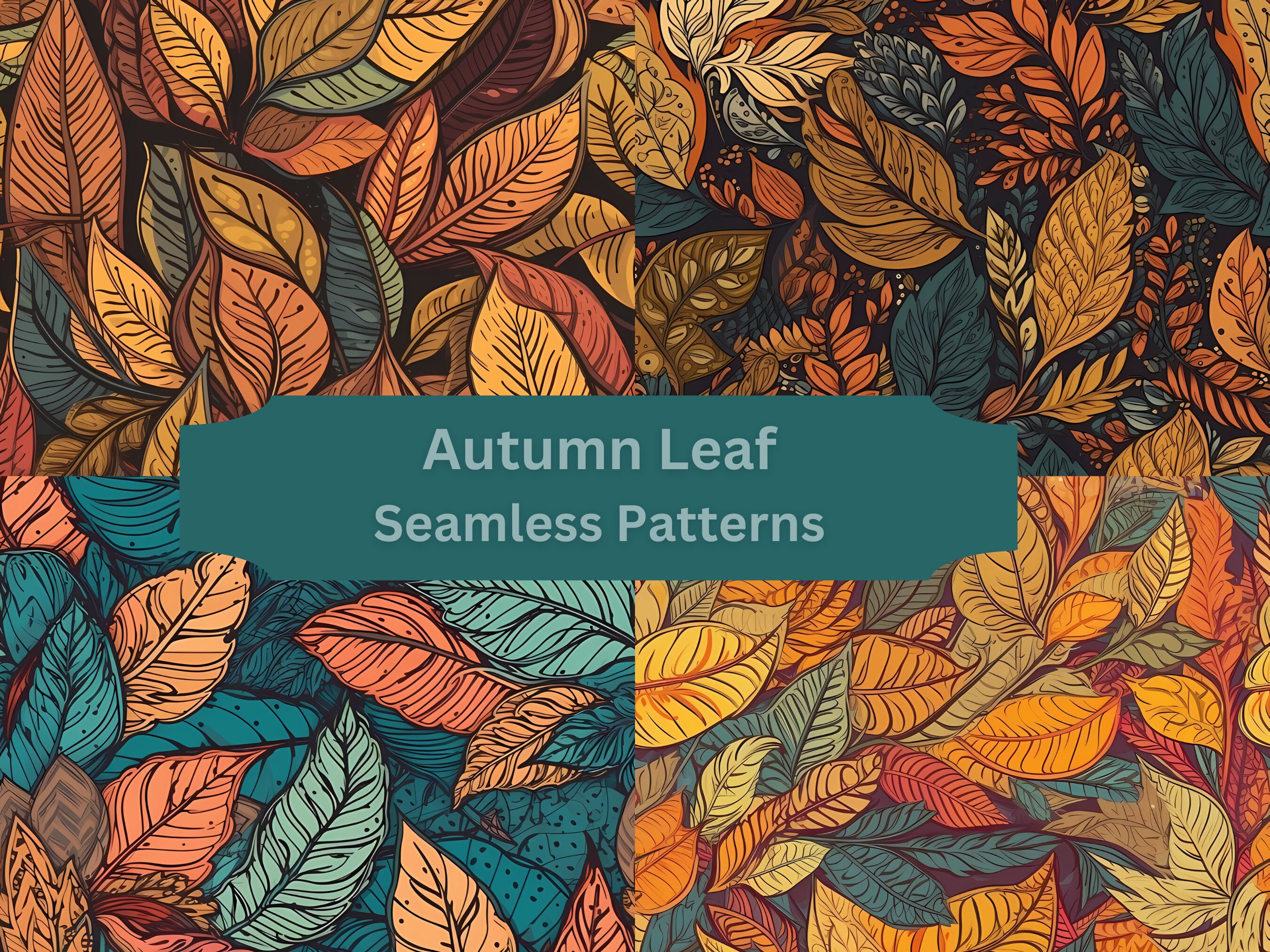 Autumn Leaf Digital Paper Set, 12 Seamless Fall Patterns for Crafts ...