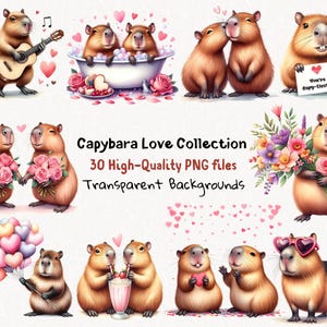 30 Capybara Love Clipart Bundle: Cute and Funny Capybara Pngs With ...