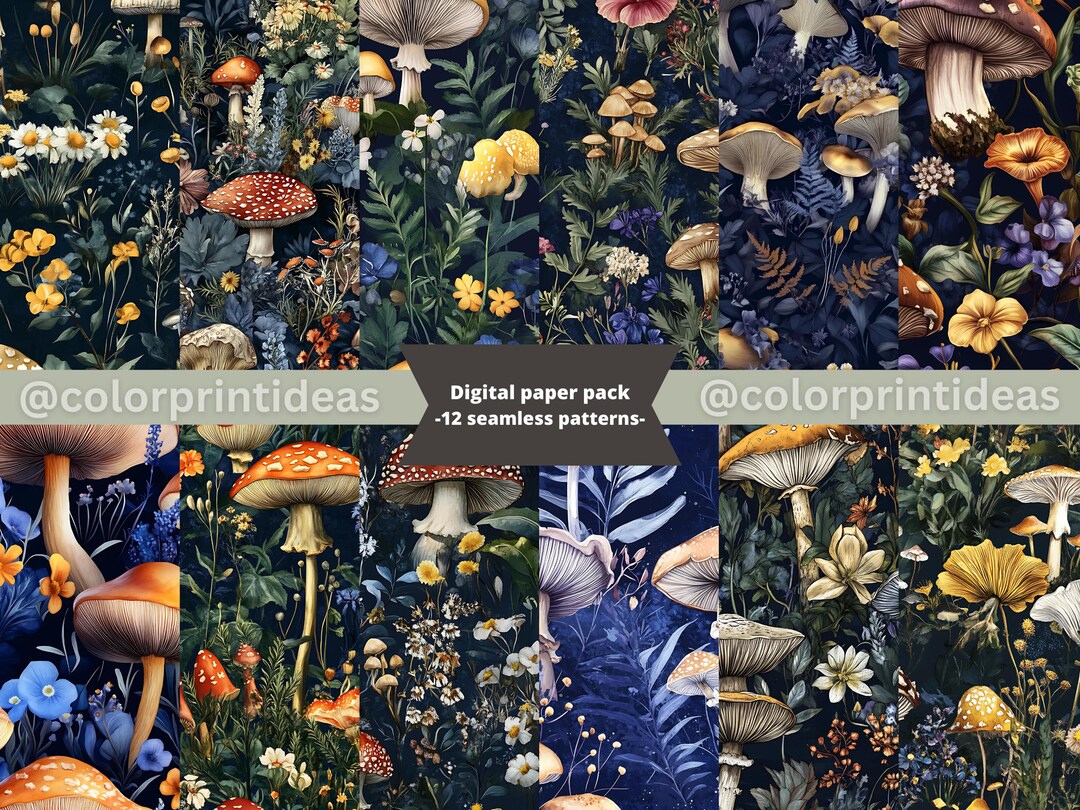 Magical Mushroom Forest Digital Paper Set | 12 Fairycore Seamless ...