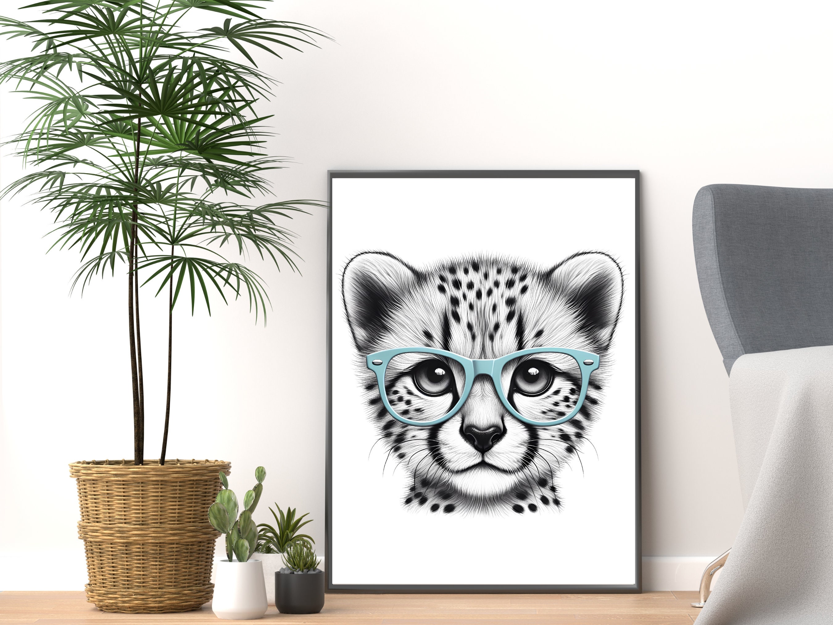 Modern Animal With Glasses Poster Set of 6, Funny and Original Modern ...