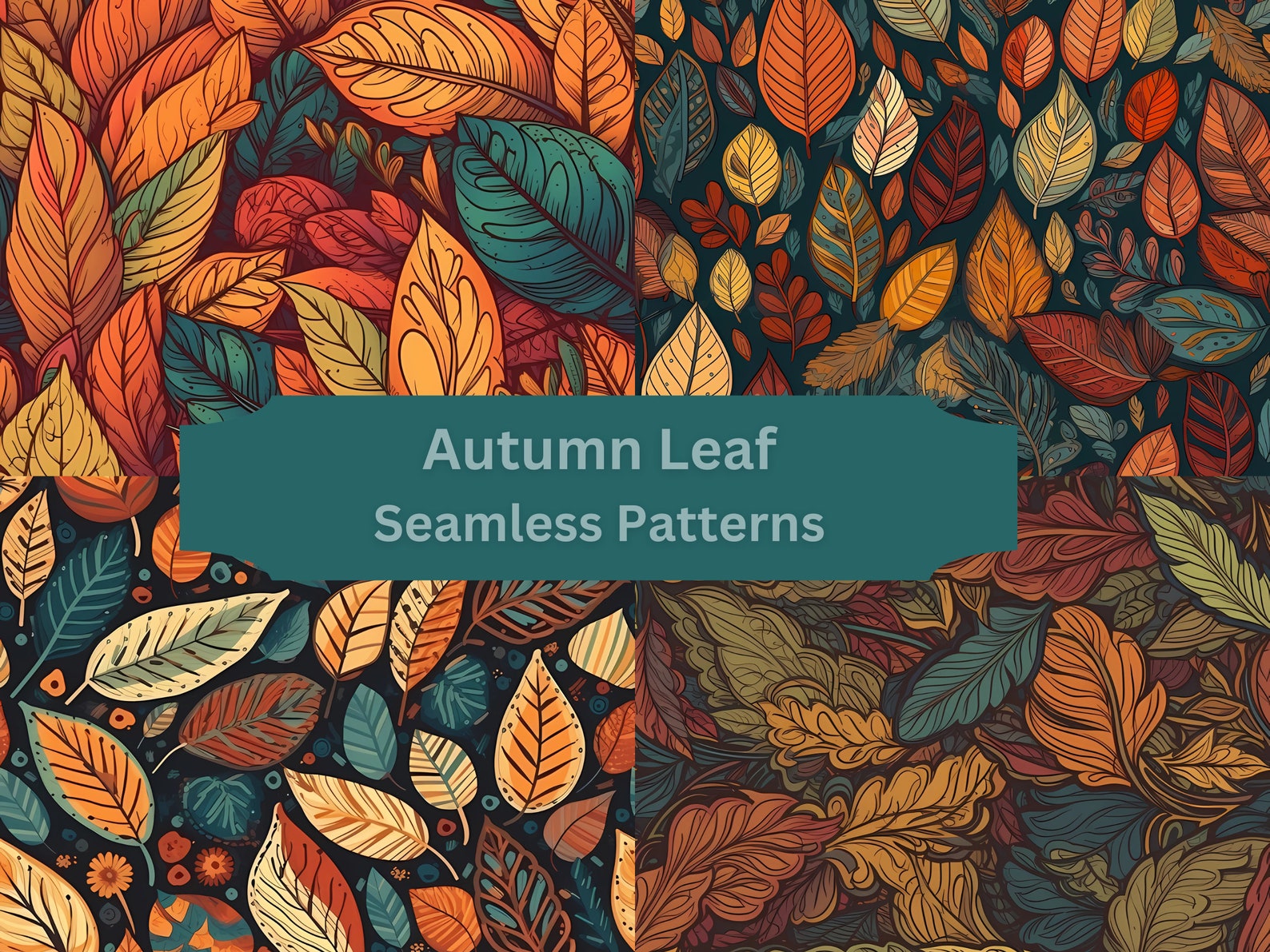 Autumn Leaf Digital Paper Set, 12 Seamless Fall Patterns for Crafts ...