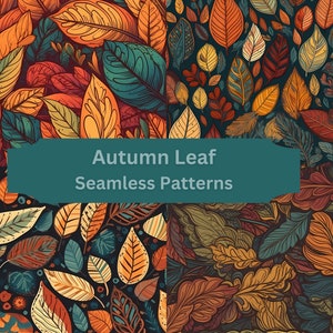Autumn Leaf Digital Paper Set, 12 Seamless Fall Patterns for Crafts ...