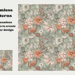 Vintage Botanical Flowers Digital Paper Set | 14 Seamless Floral ...