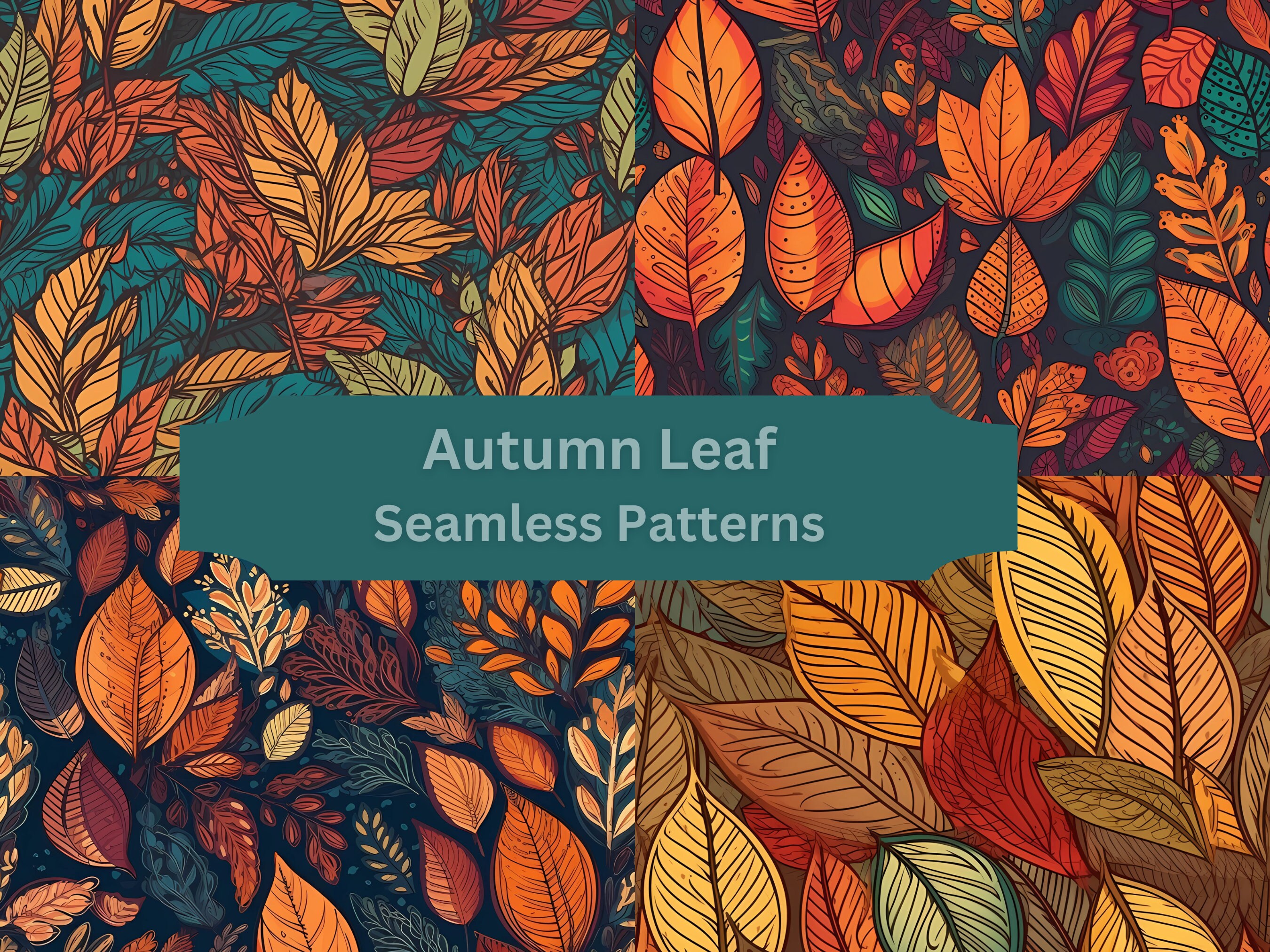 Autumn Leaf Digital Paper Set, 12 Seamless Fall Patterns for Crafts ...