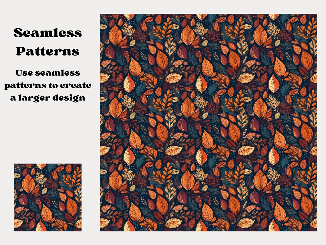 Autumn Leaf Digital Paper Set, 12 Seamless Fall Patterns for Crafts ...