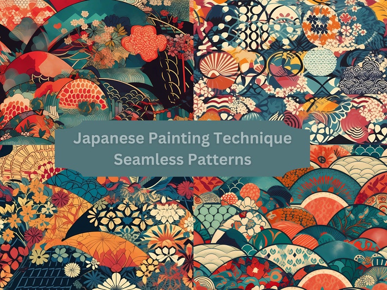24 Elegant Japanese Seamless Patterns: Floral Traditional Digital Paper ...