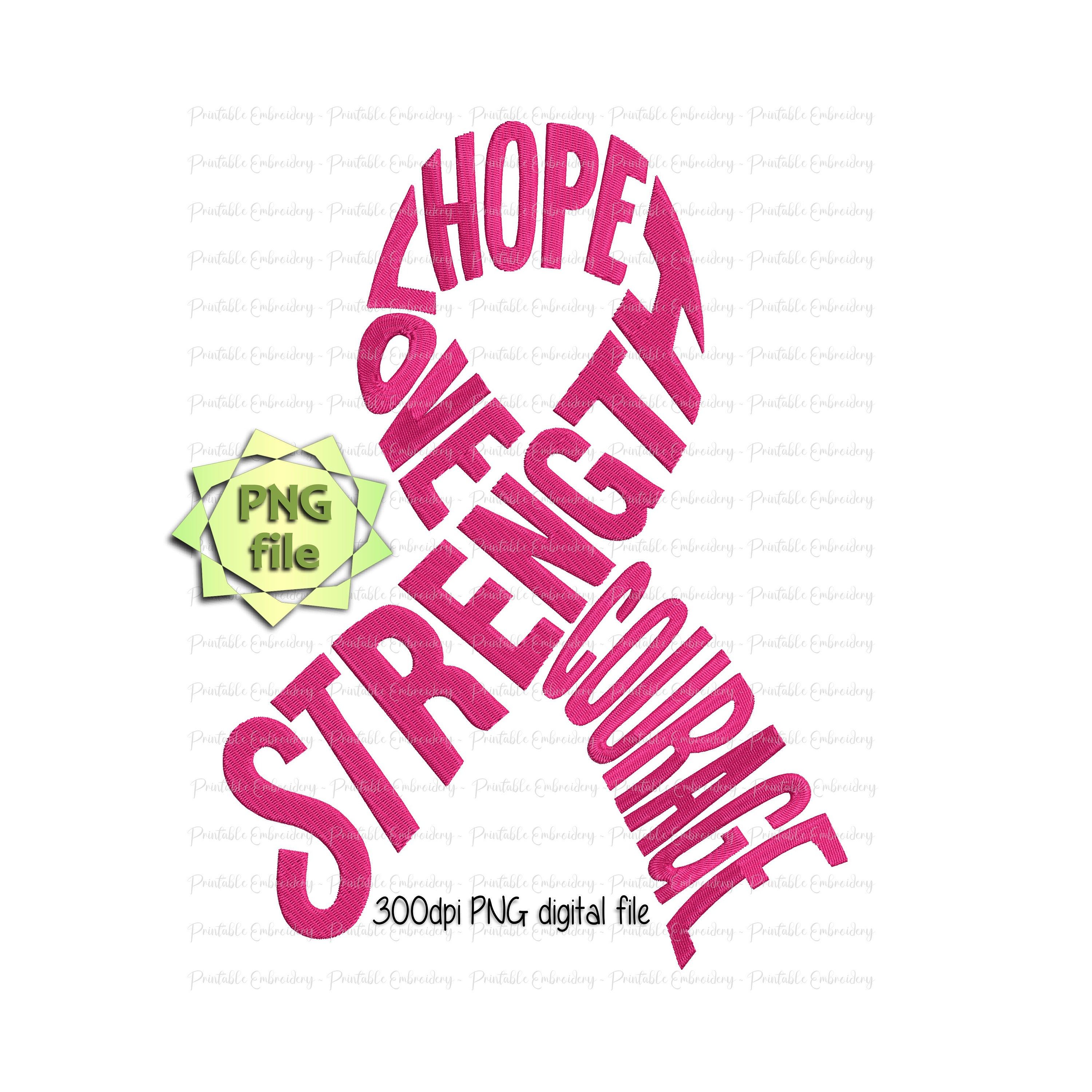 Awareness Ribbon PNG Printable Faux Embroidery High - Etsy